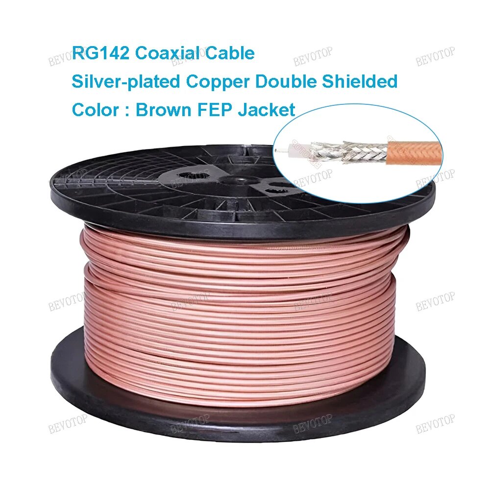 BEVOTOP RG142 кабель коаксиальный 50 Ом коричневый/синий 2M, RG142 Brown