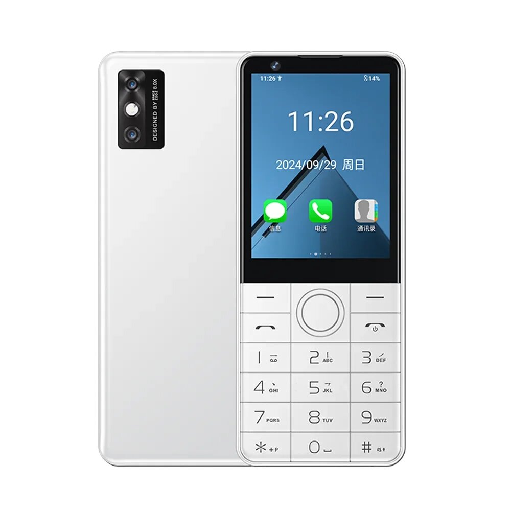 DOOV R77 Pro 4G сенсорный экран клавиатуры мобильный телефон с 5-мегапиксельной камерой 2,8 дюйма 3 ГБ + 32 ГБ 3000 мАч смартфон WhatsApp иврит клавиатура Hebrew keyboard, Белый, белый