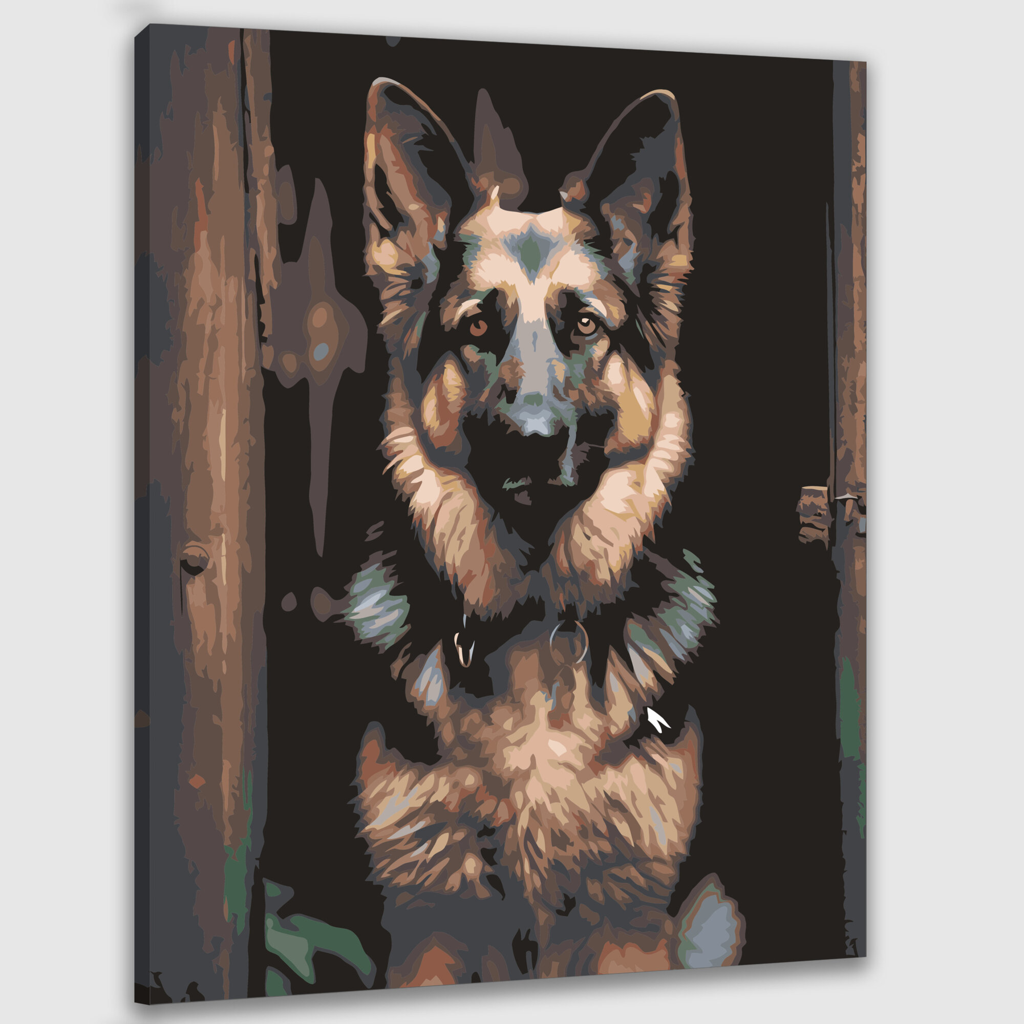 Картина по номерам 40x50 см, фотография, немецкая овчарка, величественная, высокая, гордая, деревенские ворота, 2.8L, f