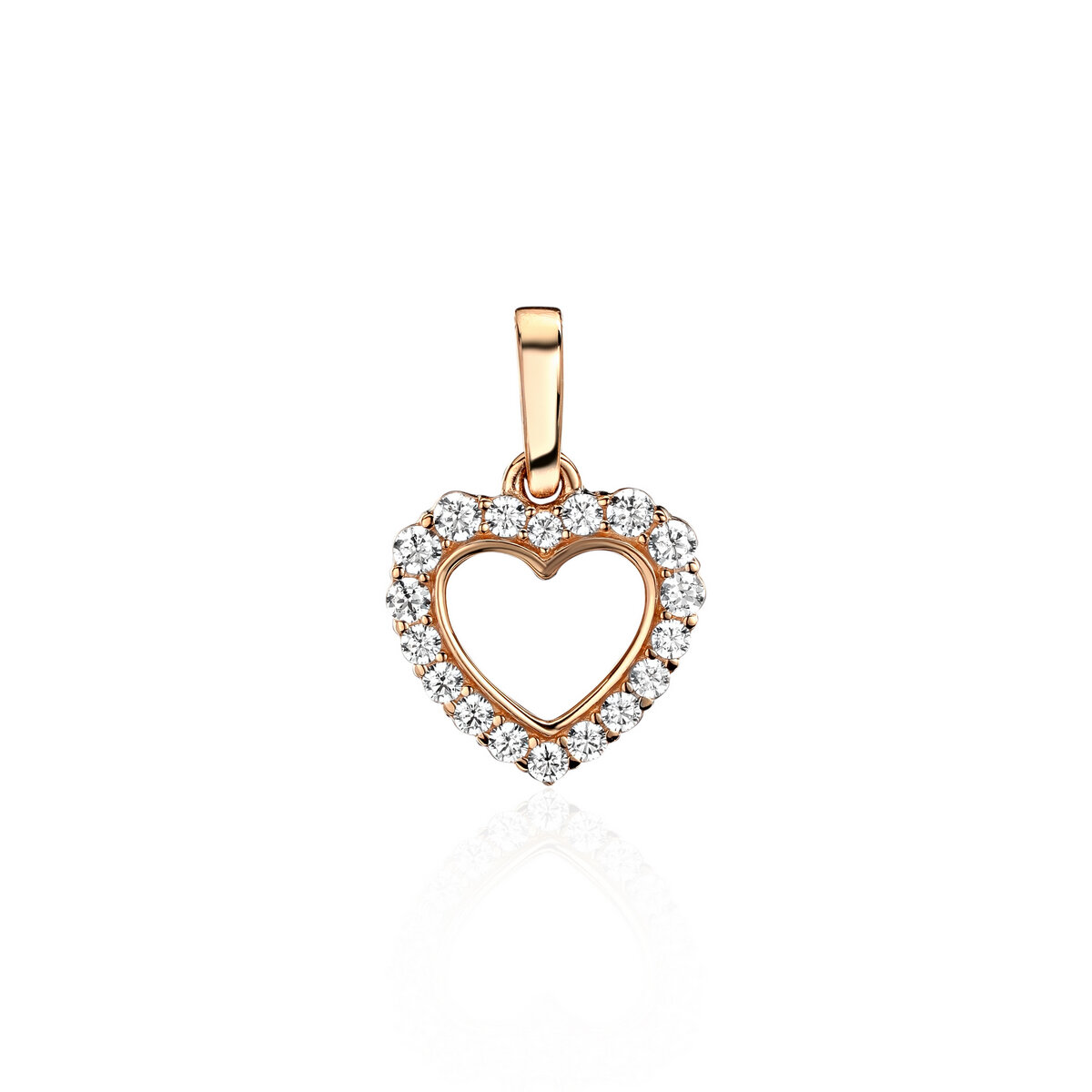 Подвеска, красное золото, 585 проба, фианит