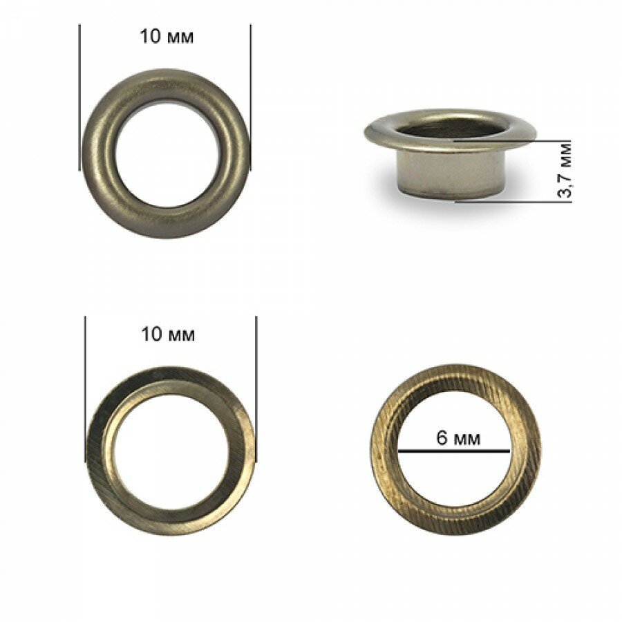 Люверсы сталь TBY.2140 N4 (Ø 6мм, h 3,7мм) цв. никель черный уп. 1000шт