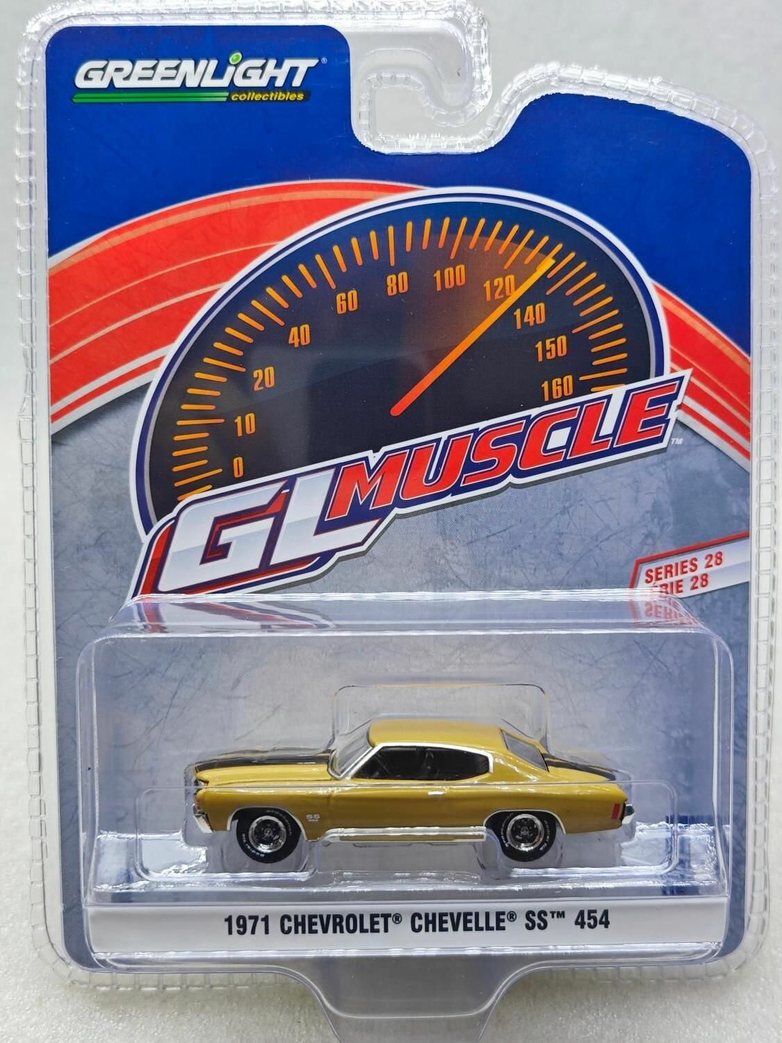 Машинка GreenLight 1/64 Green Light Muscle Series 28-1971 Chevrolet Chevelle 454 Placer Gold 13350-C Die-cast Alloy Car Model Collection Toy Gift