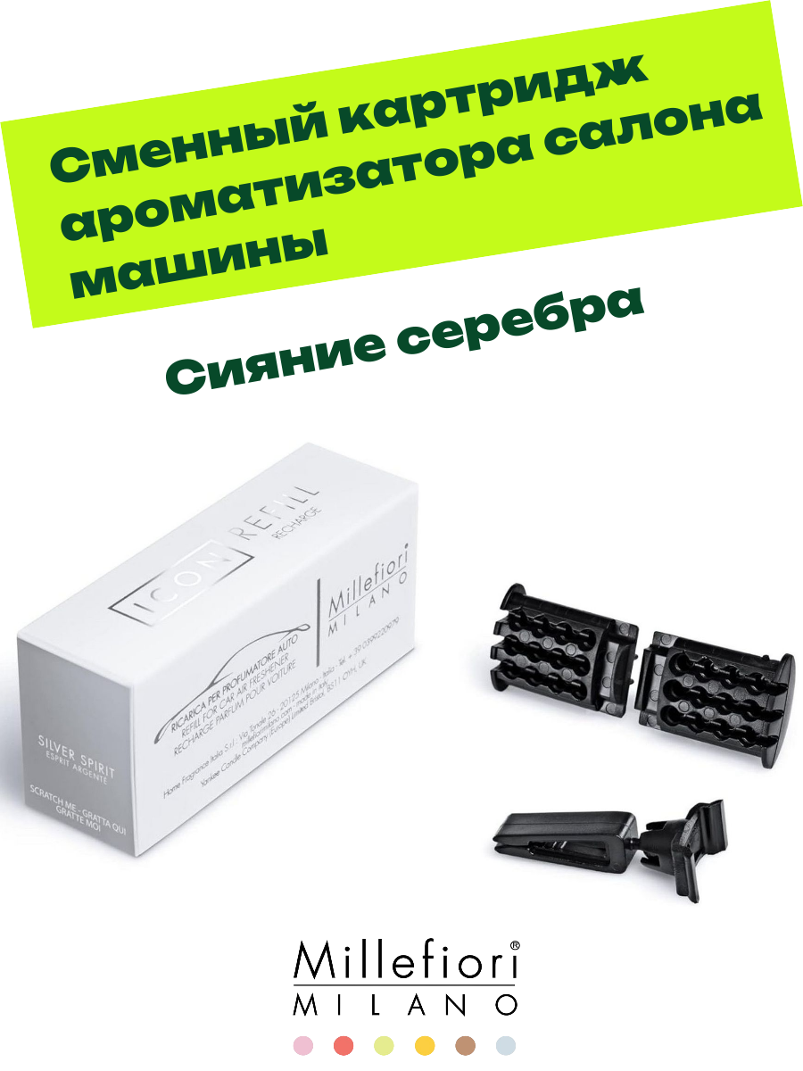 Millefiori Milano REFILL ICON / Картридж Сияние серебра REFILL FOR CAR AIR FRESHENER "ICON" SILVER SPIRIT