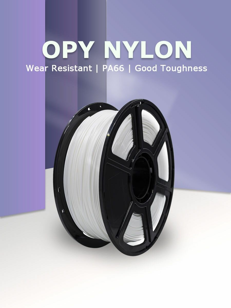 Нейлоновая нить OPY 1,75 мм 3D-печать Полиамид Прочный пластик 1 кг Белый цвет