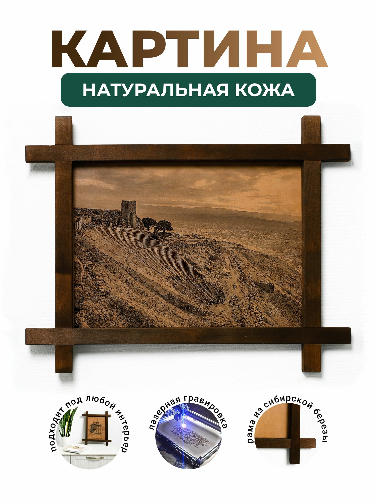 Картина интерьерная из кожи "Бергама, Турция", BoomGift