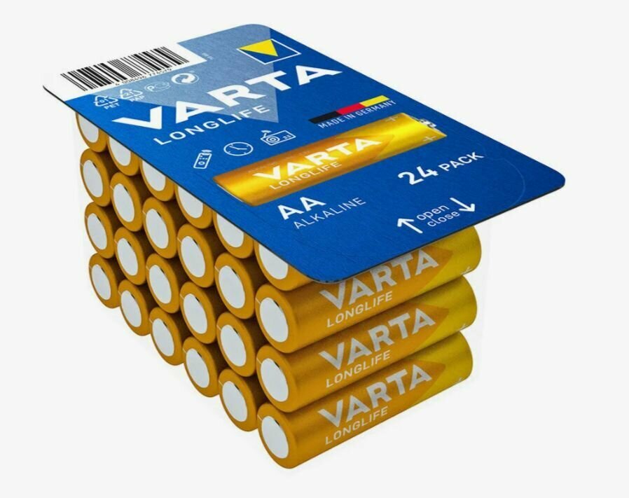 Батарейка VARTA Longlife AA (LR06) Alkaline, 24 шт. (24 шт. в блистере)