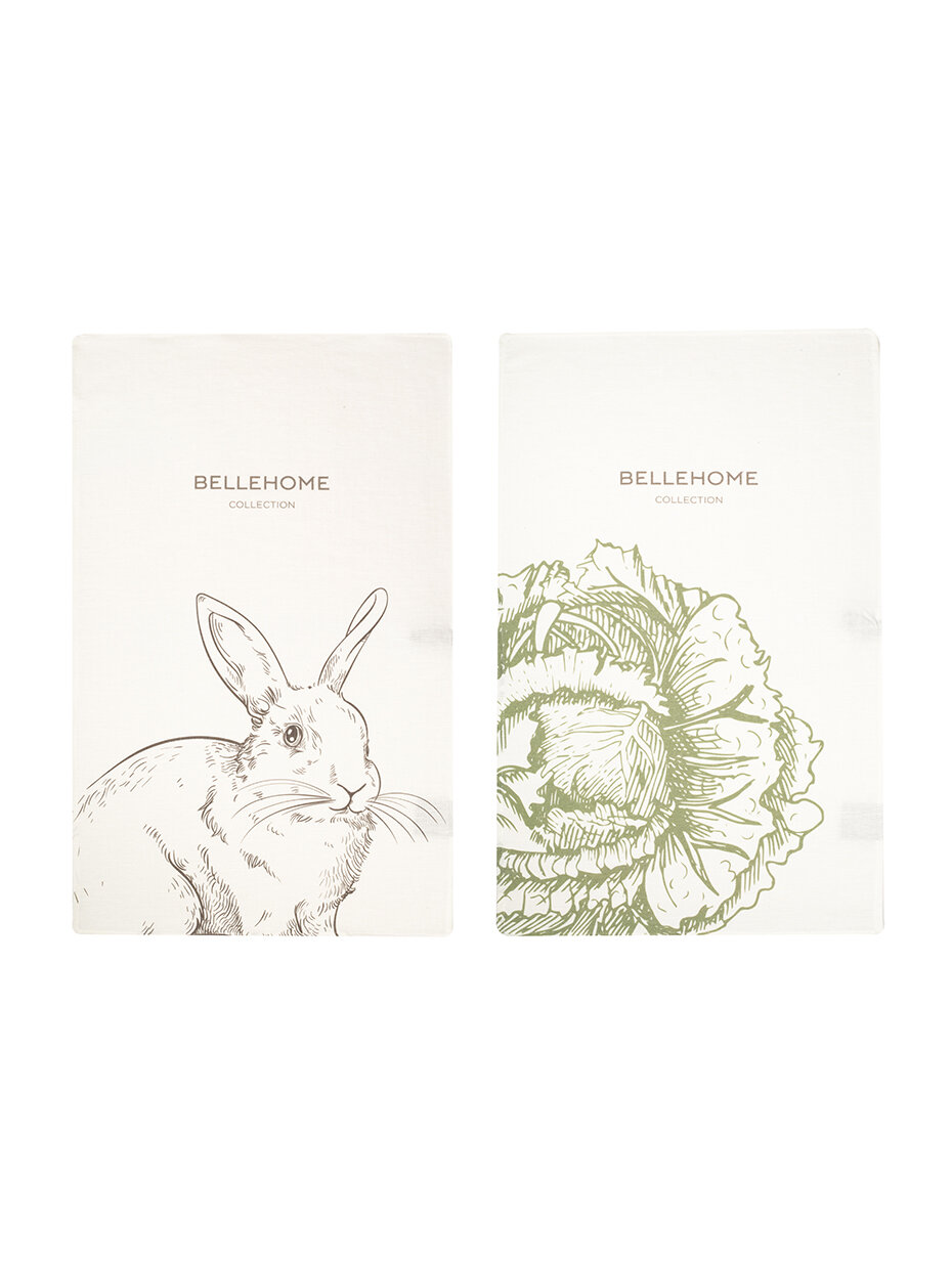Полотенце кухонное BELLEHOME "Rabbit", 40х70 см, 2 шт, 50% лен, 50% хлопок