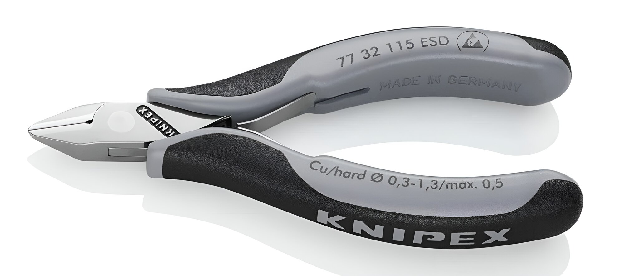 Бокорезы KNIPEX для электроники ESD, острая головка, 115 мм, 2-комп антистатические ручки KN-7732115ESD