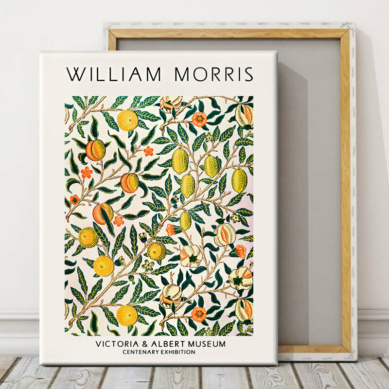 Картина на холсте 50х70 см "Моррис, фрукты узор", на стену для интерьера
