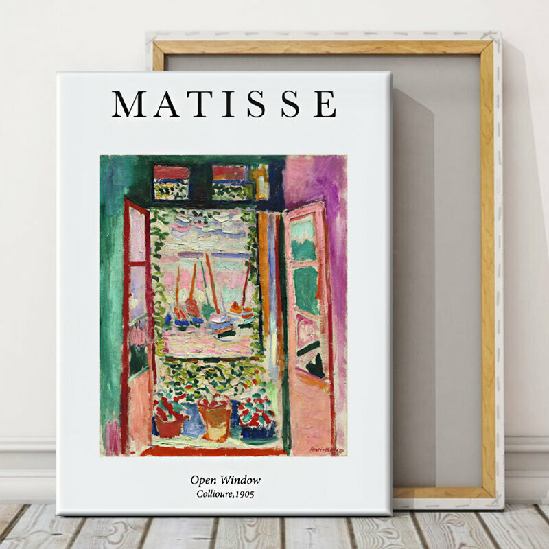 Картина на холсте 40х50 см "Матисс Открытое окно репродукция", на стену для интерьера