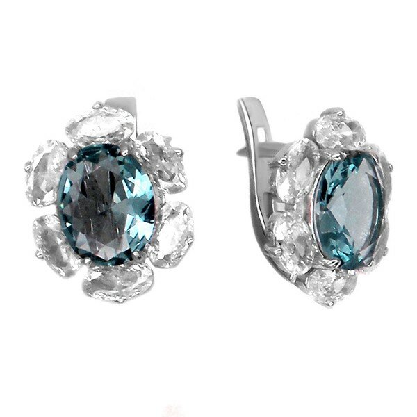Серьги JEWELIN, серебро, 925 проба, родирование, фианит