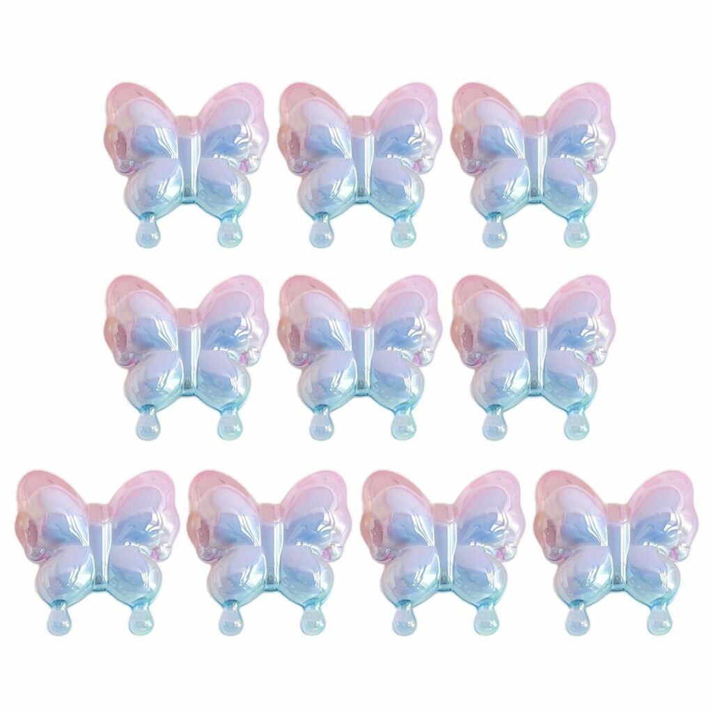 10 шт, симфонические градиентные бусины-бабочки-розово-голубые