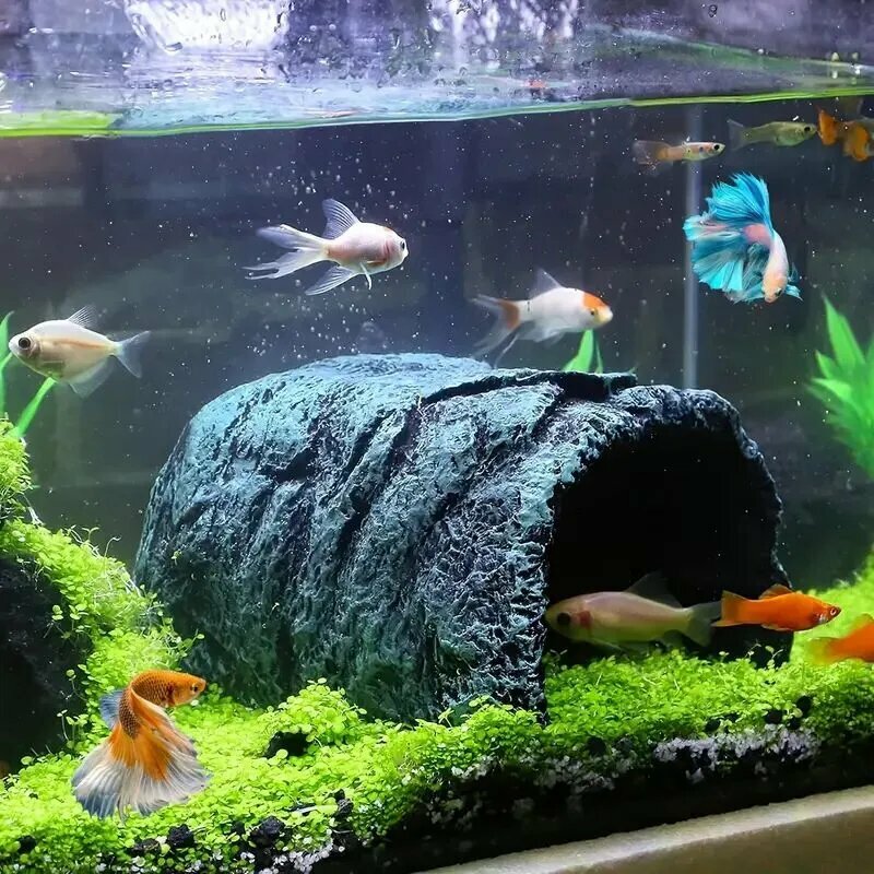 Для амфибий, рептилий, укрытия из смоляной породы - долговечные декорации для аквариумов и аквариумов для разведения, укрытия для рыб, аксессуары для среды обитания ZY