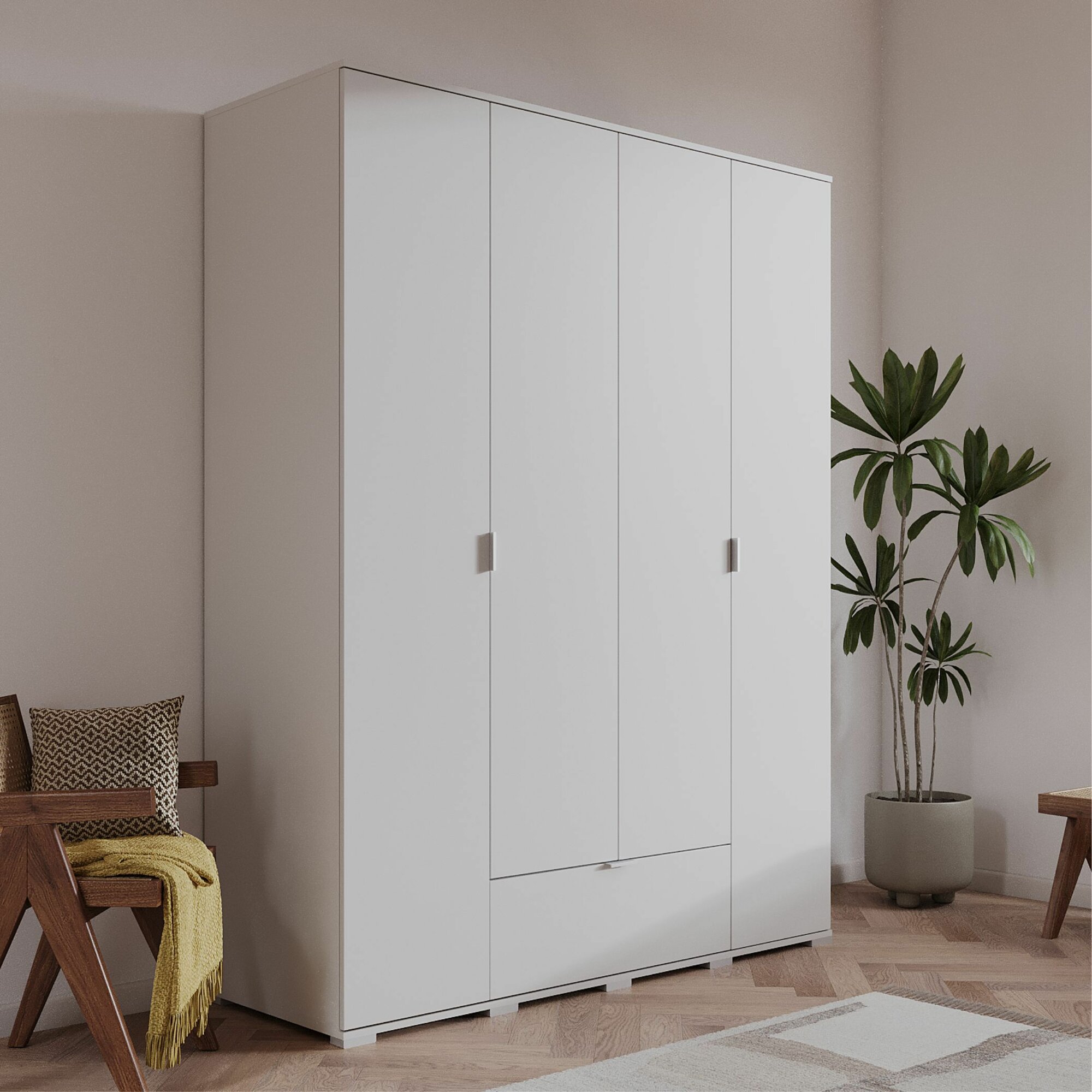 Распашной шкаф для одежды 180х40х190 Белый, Соло 4.1