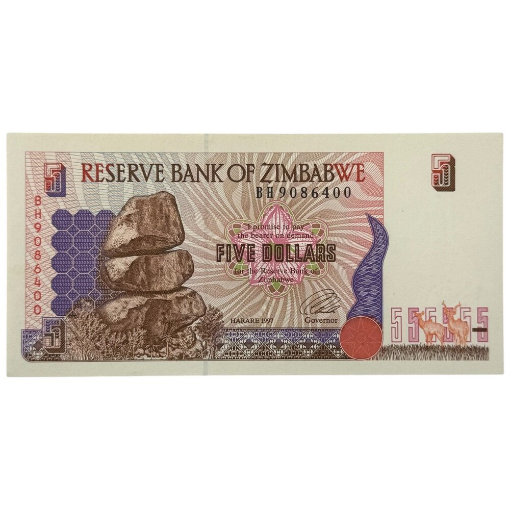 Зимбабве 5 долларов 1997 г. (Серия BH)