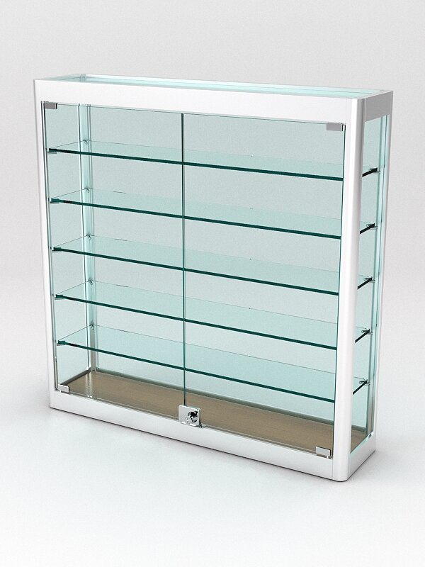 Витрина из профиля настенная "вайб ИКС" №1-5П-С-170 (задняя стенка Cтекло), Орех