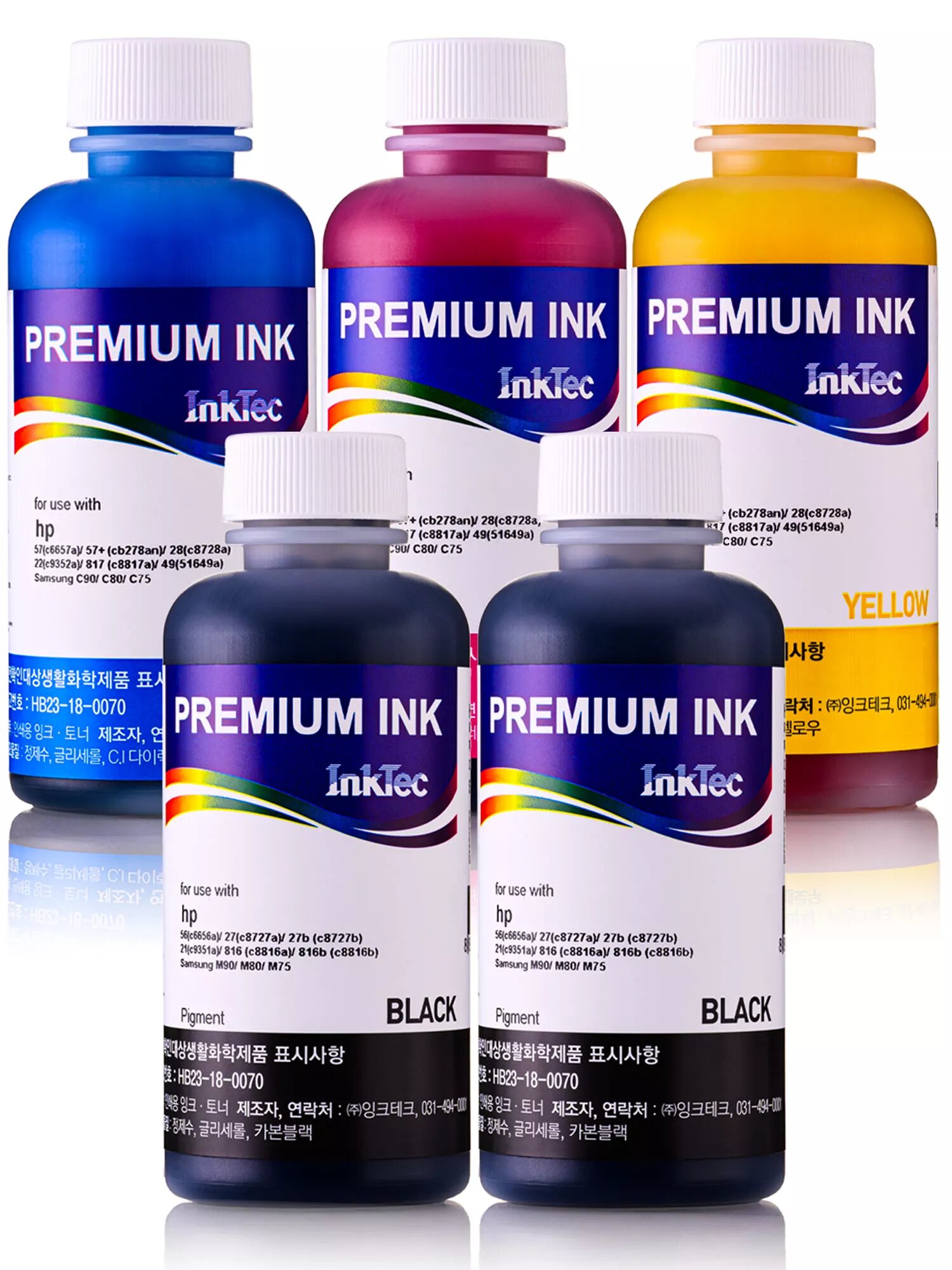 Чернила для заправки картриджей HP 21, 22 XL, 27, 28, 49, 56, 57, для принтеров и МФУ HP, 500 мл, комплект