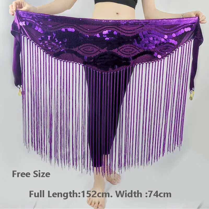 Танцевальный пояс для belly dance с блестками Фиолетовый, S, Free size 10