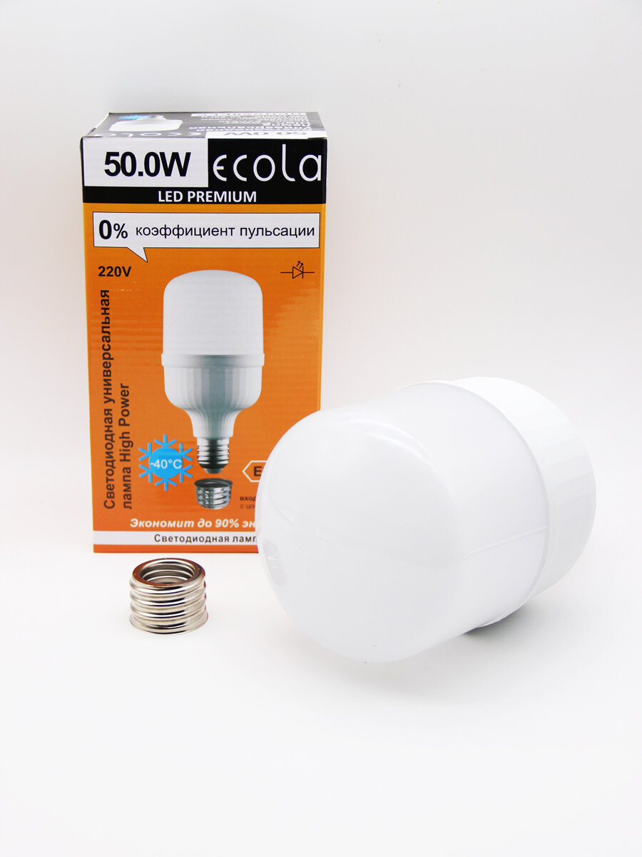 Лампа светодиод. Ecola High Power LED Premium 50W 220V универс. E27/E40 (лампа) 4000K 230х140mm
