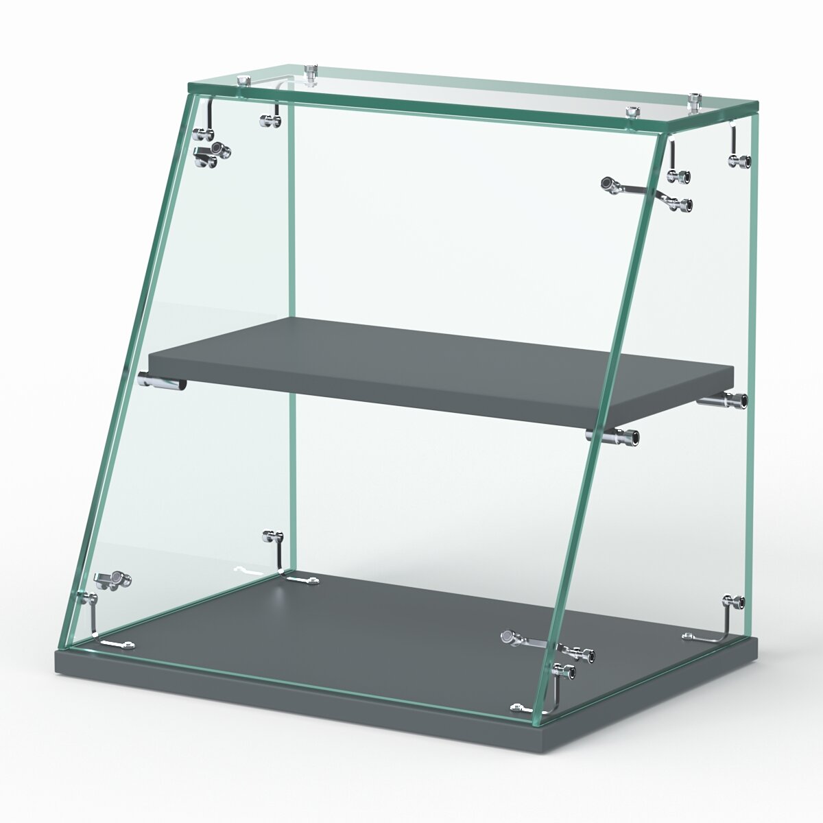 Витрина "сладость" №16КА-О-П для выпечки настольная с прямыми полками без дверки пдсп, Темно-Серый