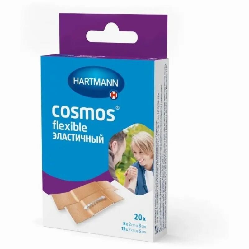 Пластырь cosmos flexible/эластичный 20 шт. набор 2 размера