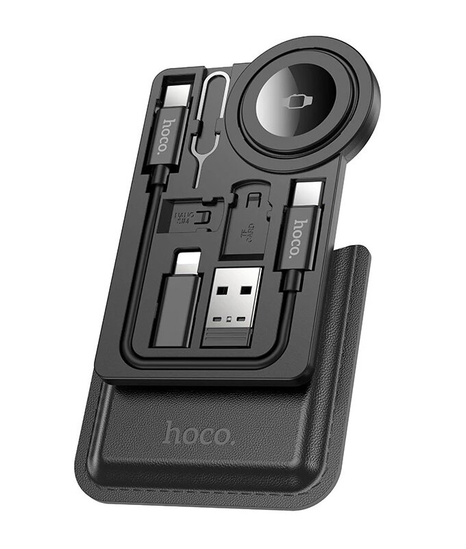 Беспроводное зарядное устройство HOCO CW58 для Apple Watch, набор с кабелем Type-C 60W и адаптерами, черный