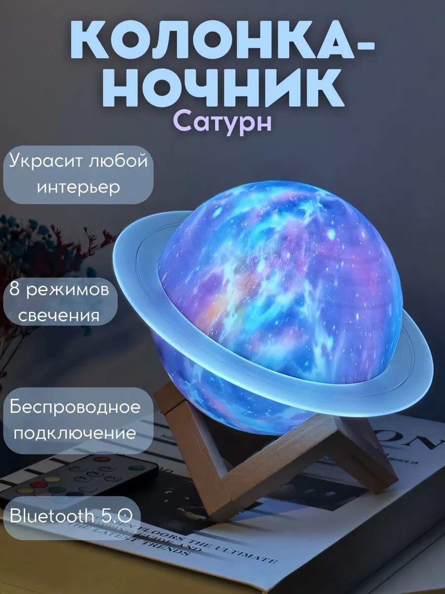 Ночной свет с динамиками/RGB окружающий свет/1200 мАч/Bluetooth 5.0/Подарки для украшения рабочего стола