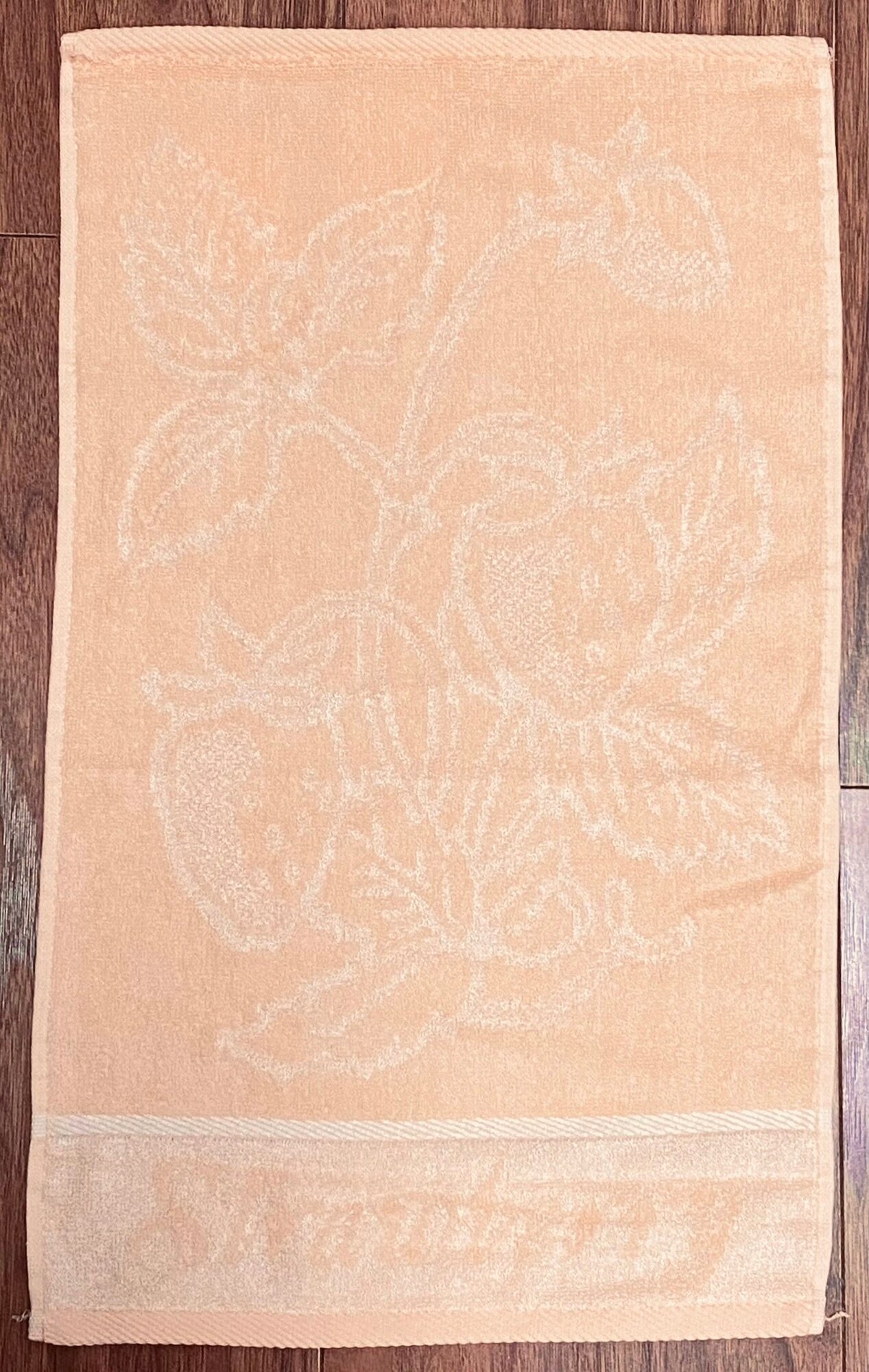 Полотенце махровое ручное, кухонное, для рук и лица, для посуды, в подарок Клубника Светлый абрикос 30*50 см