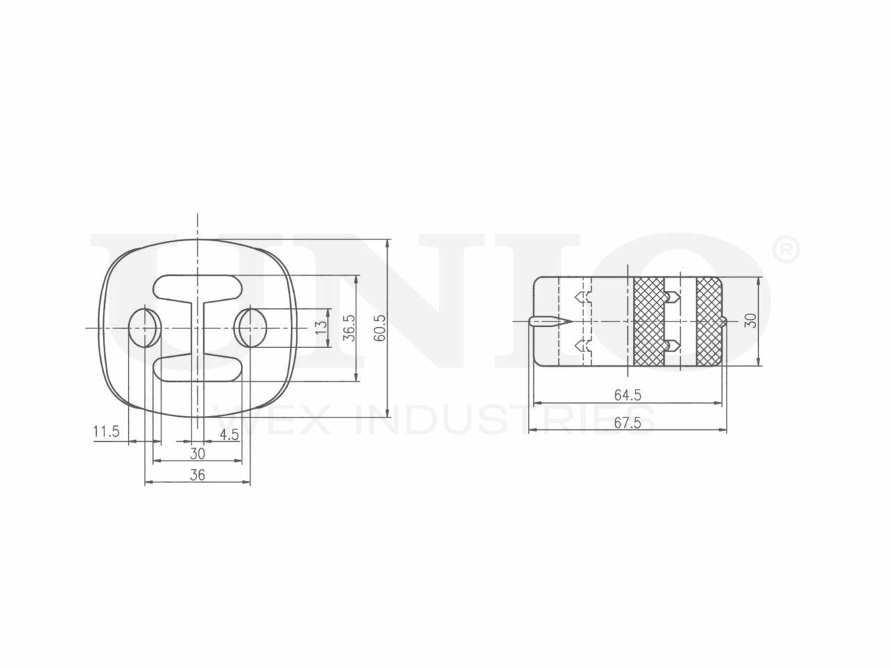 Крепление глушителя, для Фольксваген Пассат B6, B7 05-, Тигуан 07-, Шкода Октавия (1Z) 04-, Volkswagen Passat Tiguan Skoda Octavia 04- артикул RMP-12006 производителя UNIO