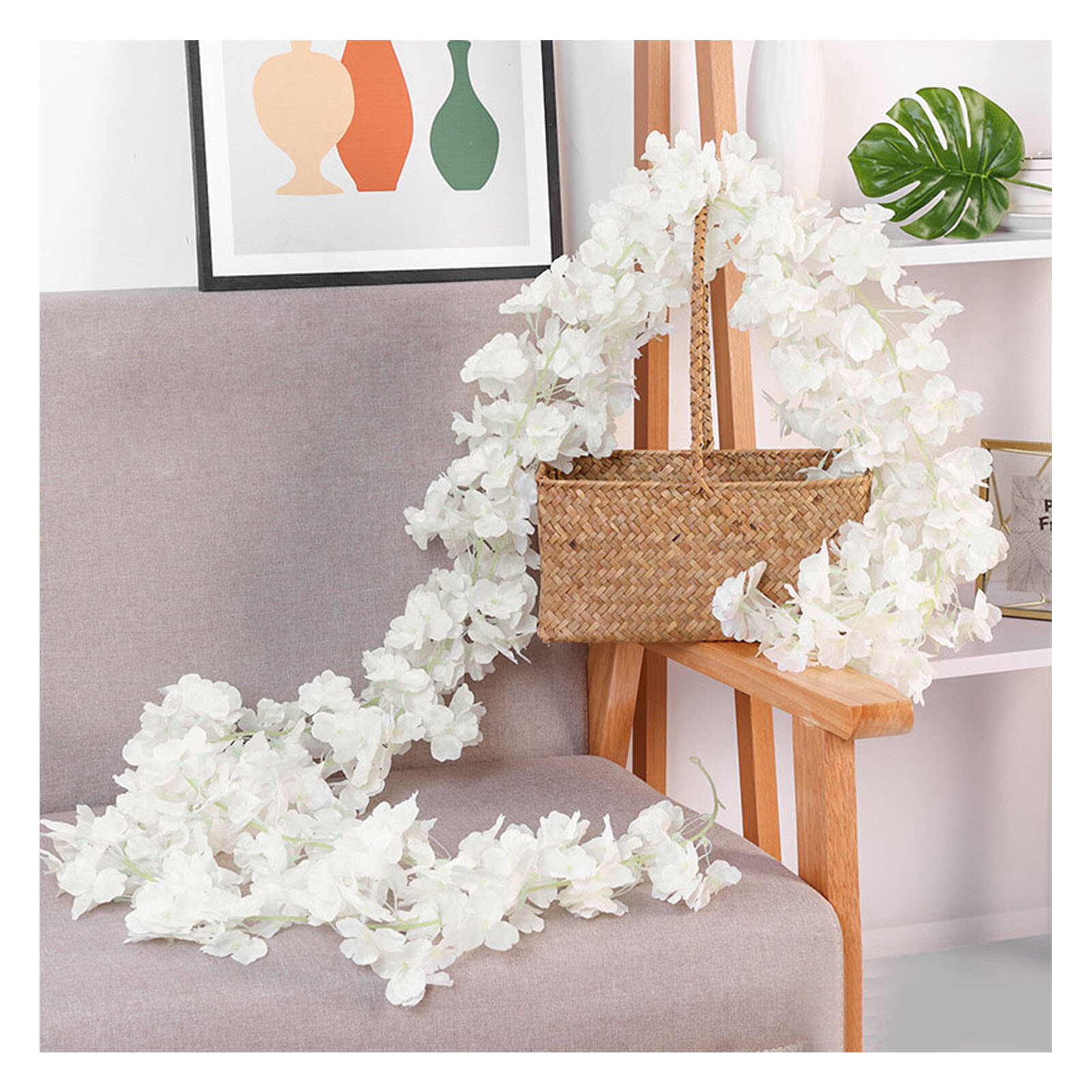 1,8 м 256 искусственная гирлянда из цветов сакуры, подвесные лозы для весны, дома, комнаты, свадебной вечеринки, декор, белый