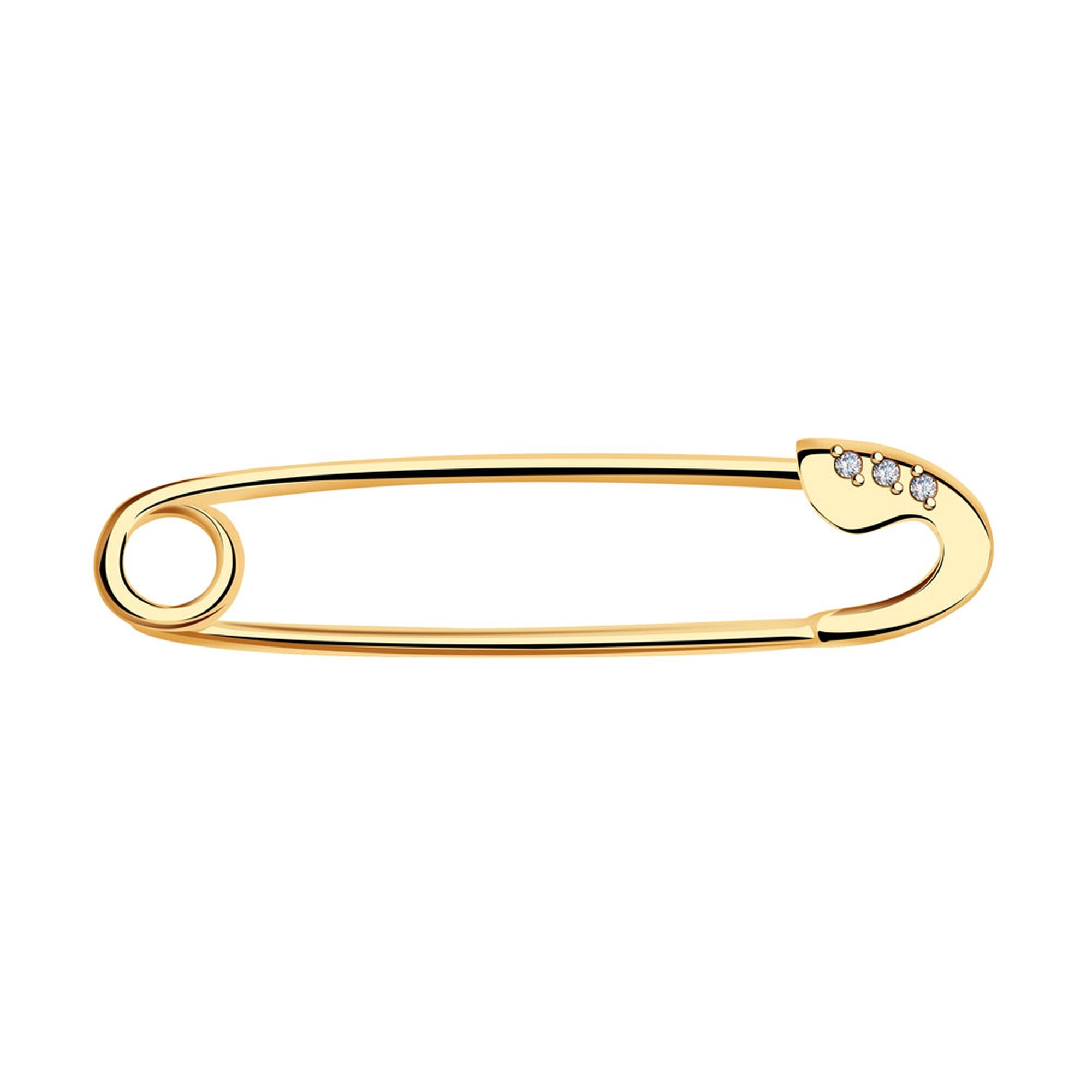 Брошь Diamant online, красное золото, 585 проба, фианит