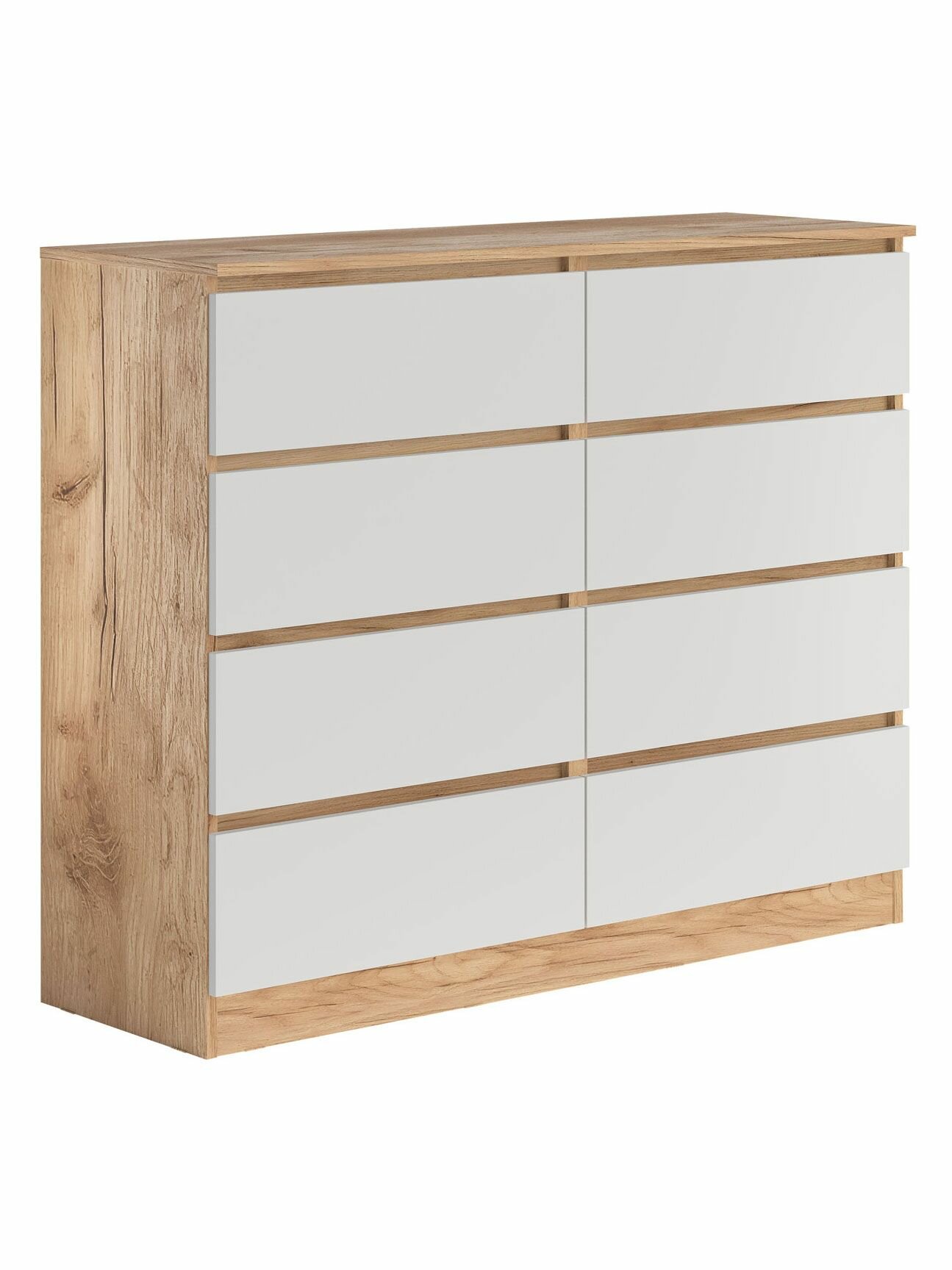 Комод для одежды и хранения вещей Охта Лайт с ящиками, 120.4х40х99.4 см, Дуб Вотан / Белый