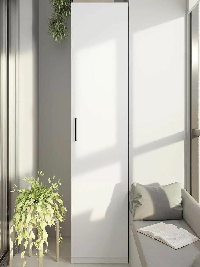 Распашной шкаф для одежды и хранения вещей Стайл с полками, с доводчиками, 50х60.6х229.3 см, Белый