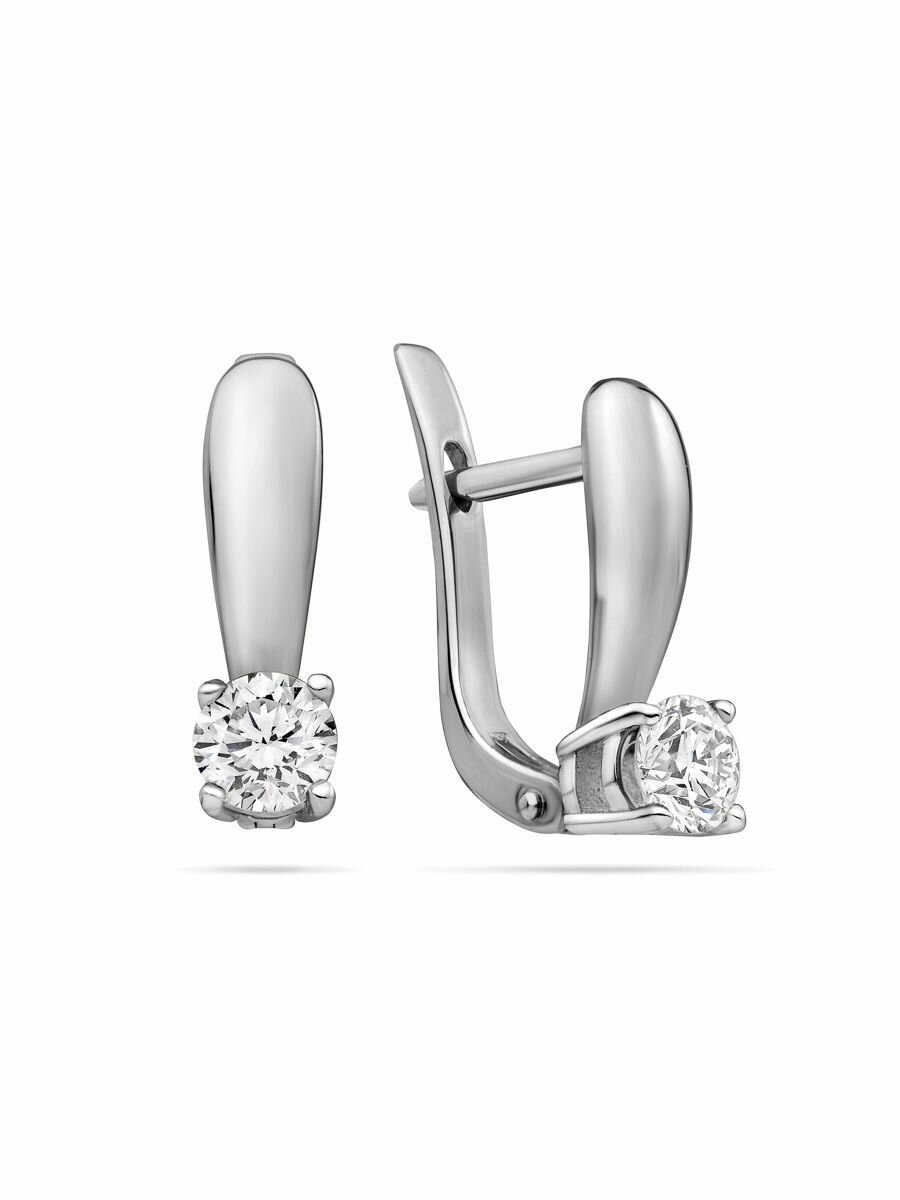 Серьги, белое золото, 585 проба, родирование, бриллиант