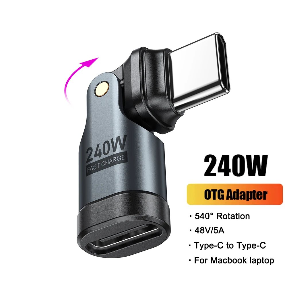 AUFU 240W OTG адаптер Type-C Type-C Black, 540°