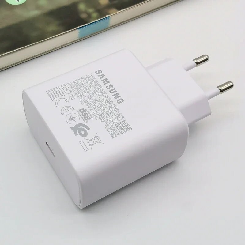 Samsung A56 5G USB C Зарядное устройство 45 Вт Сверхбыстрая зарядка Адаптер White EU Charger