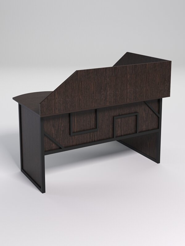 Стол эргономичный офисный СЭ-13 (левосторонний) с экраном "стронг" в стиле лофт декор №4, Дуб Венге