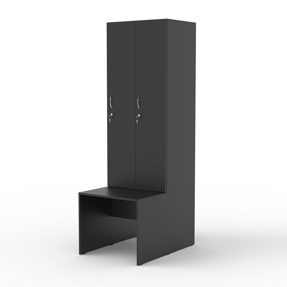 Шкаф для раздевалок "тренер" №1Б со скамейкой, Черный. Производитель товара - компания Westcom.