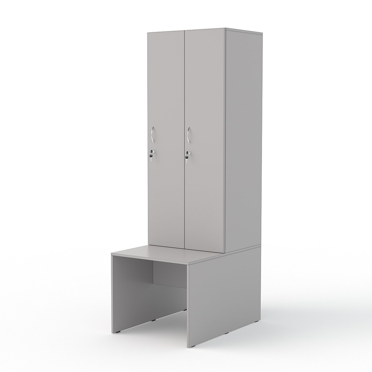 Шкаф для раздевалок "тренер" №1А со скамейкой, Серый. Производитель товара - компания Westcom.