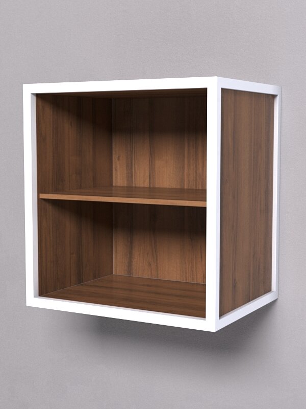 Антресоль глубокая А-02 "стронг" в стиле лофт, Орех + металлический каркас Белый