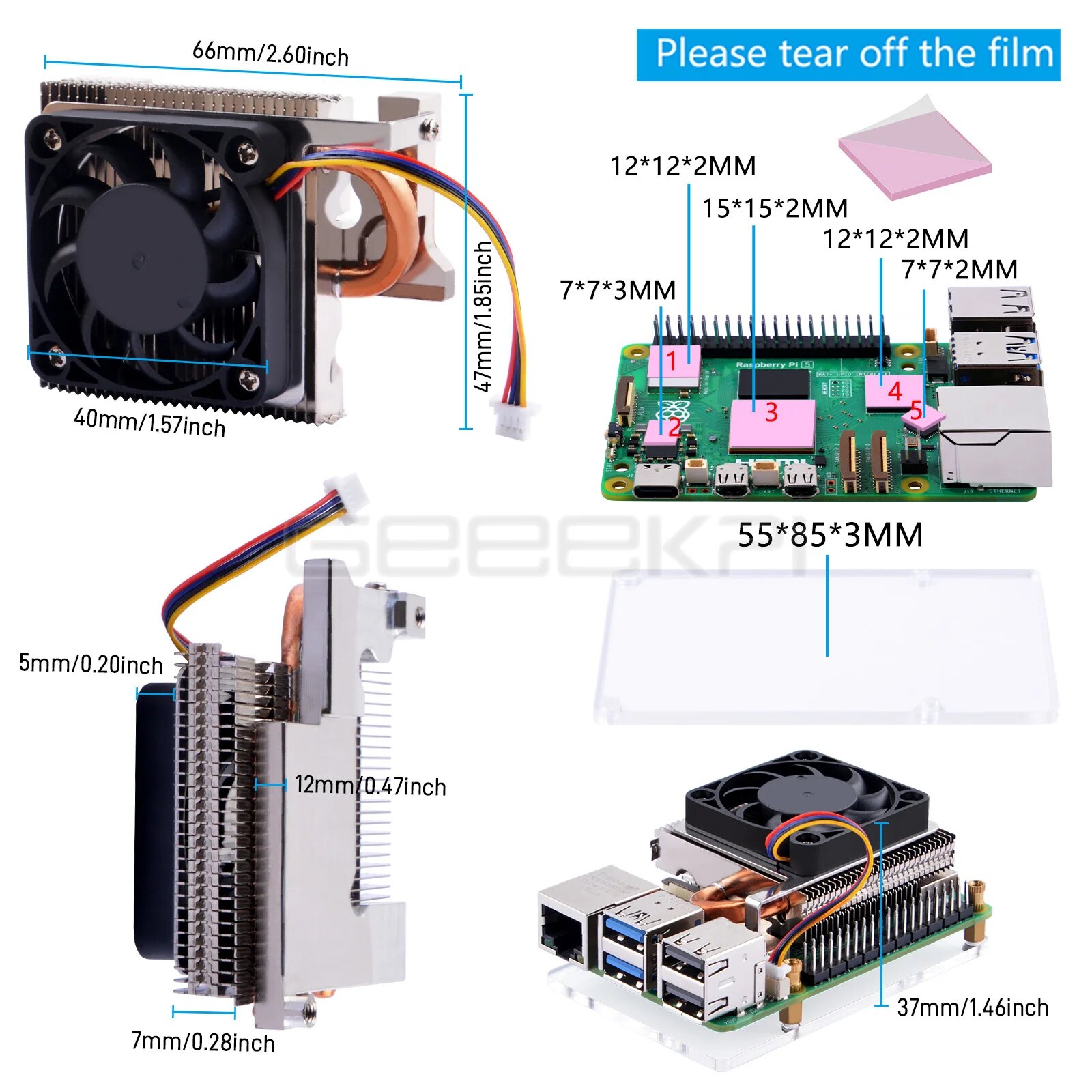 Geeekpi Ultra Thin ICE Tower Cooler для Raspberry Pi 5 — фото 1