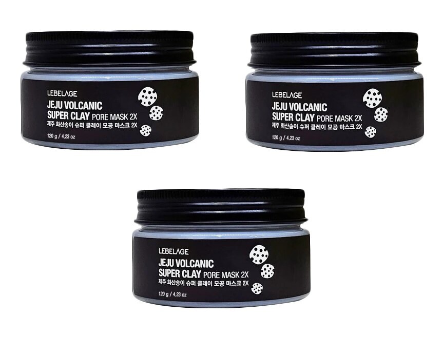 Маска Lebelage для лица JEJU VOLCANIC SUPER CLAY PORE MASK 2X, для очищения пор ,100 мл, 3 шт