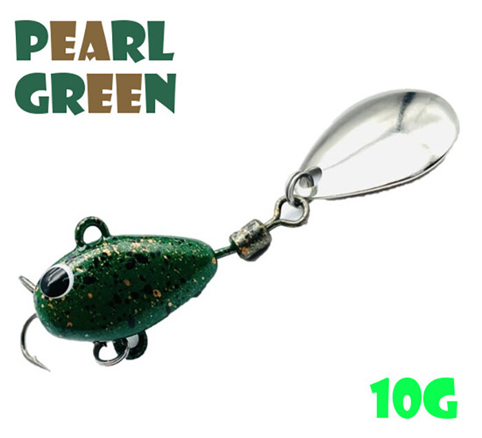 Блесна Тейл-Спиннер для рыбалки Uf-Studio Hurricane 10g #Perl Green
