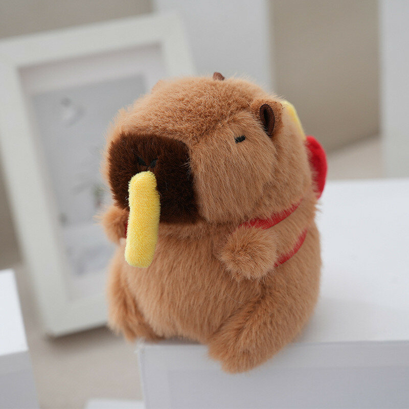 Sweet capybara plush toy keychain soft and cozy water capybara doll perfect for keyring fun