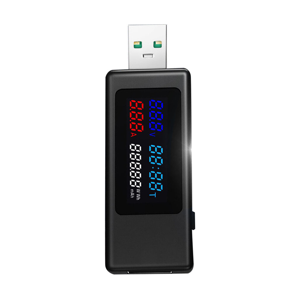 Измеритель мощности KWS-V30 USB, тестер 6-в-1: ток, напряжение, время, емкость, количество электроэнергии, с функцией запоминания при выключении питания.