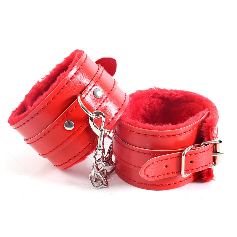 SM сексуальные наручники из искусственной кожи, инструменты для пыток, плюшевые реквизиты для связывания, секс-приспособления, товары для взрослых