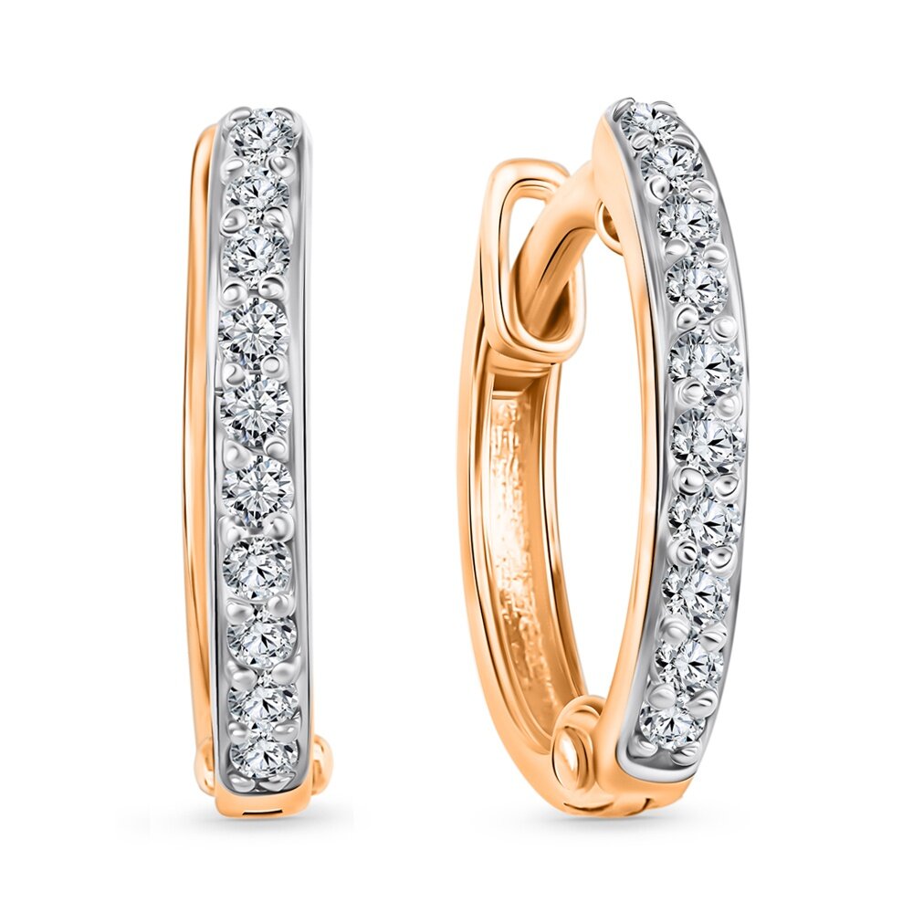 Серьги конго, красное золото, 375 проба, родирование, фианит