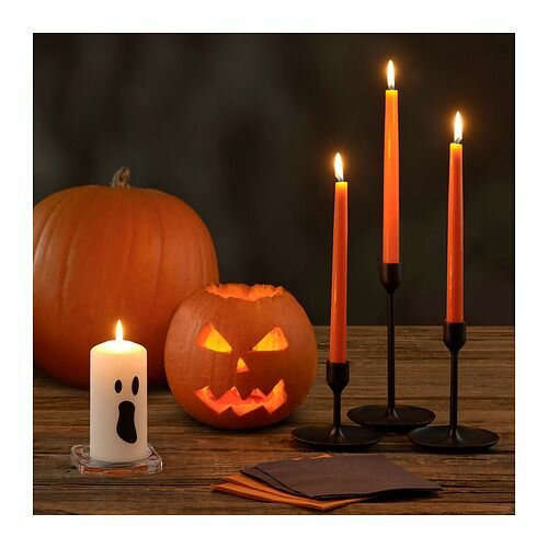 KLOKHET IKEA, Свечи оранжевый, набор 8 шт, без запаха, стеарин, 5,5 ч, клокхет икеа