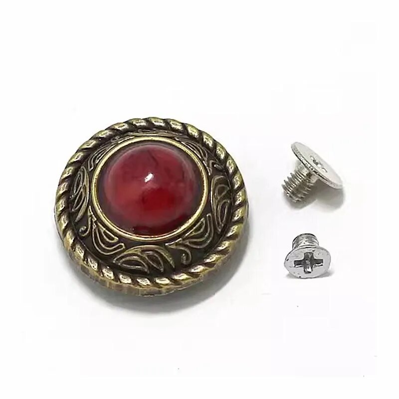 Антикварные бирюзовые кончо из металла 5 шт. 25 мм, Gold Red