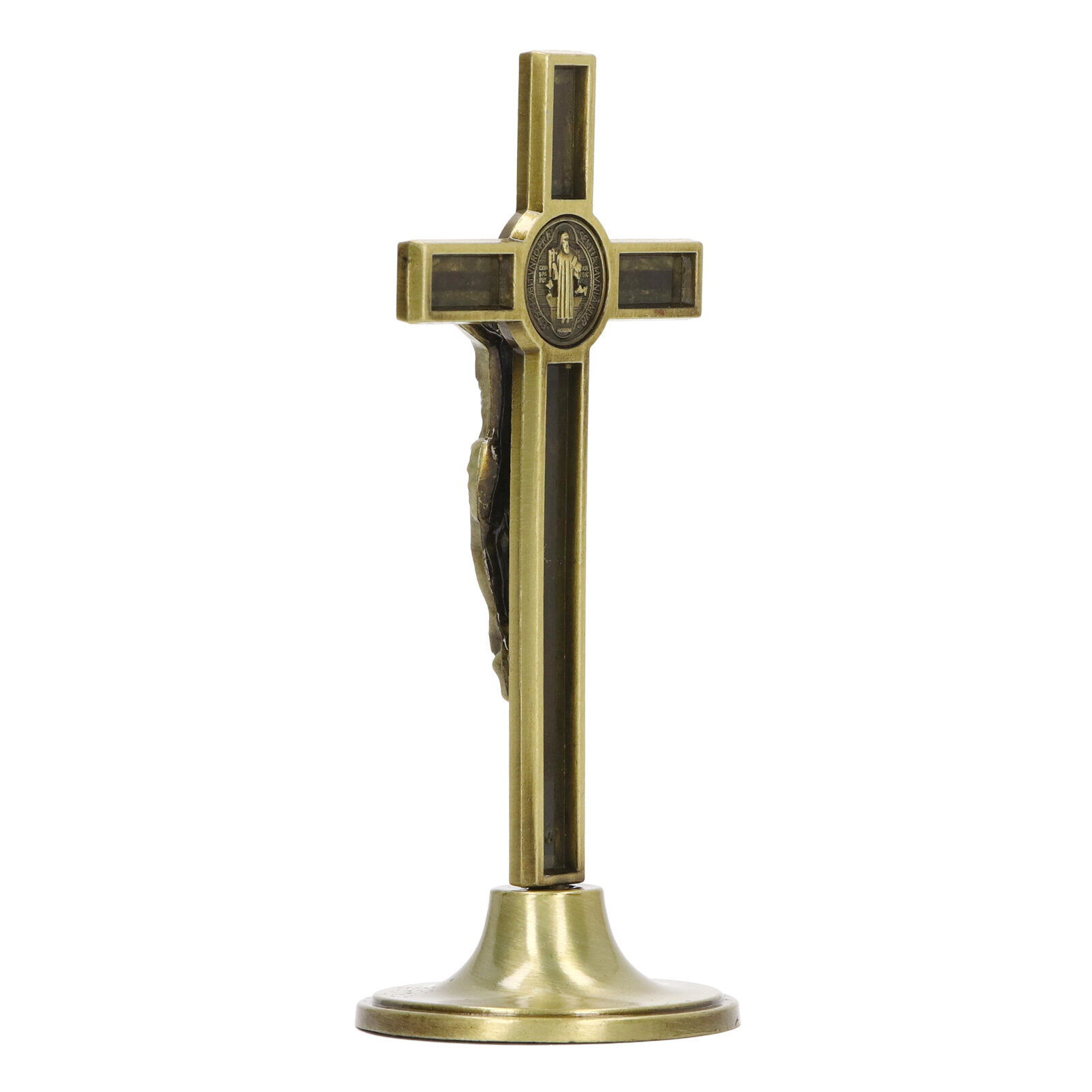 Католический крест ручной работы из цинкового сплава, металлический вертикальный католический распятие, настенный крест со съемным основанием, цвет меди